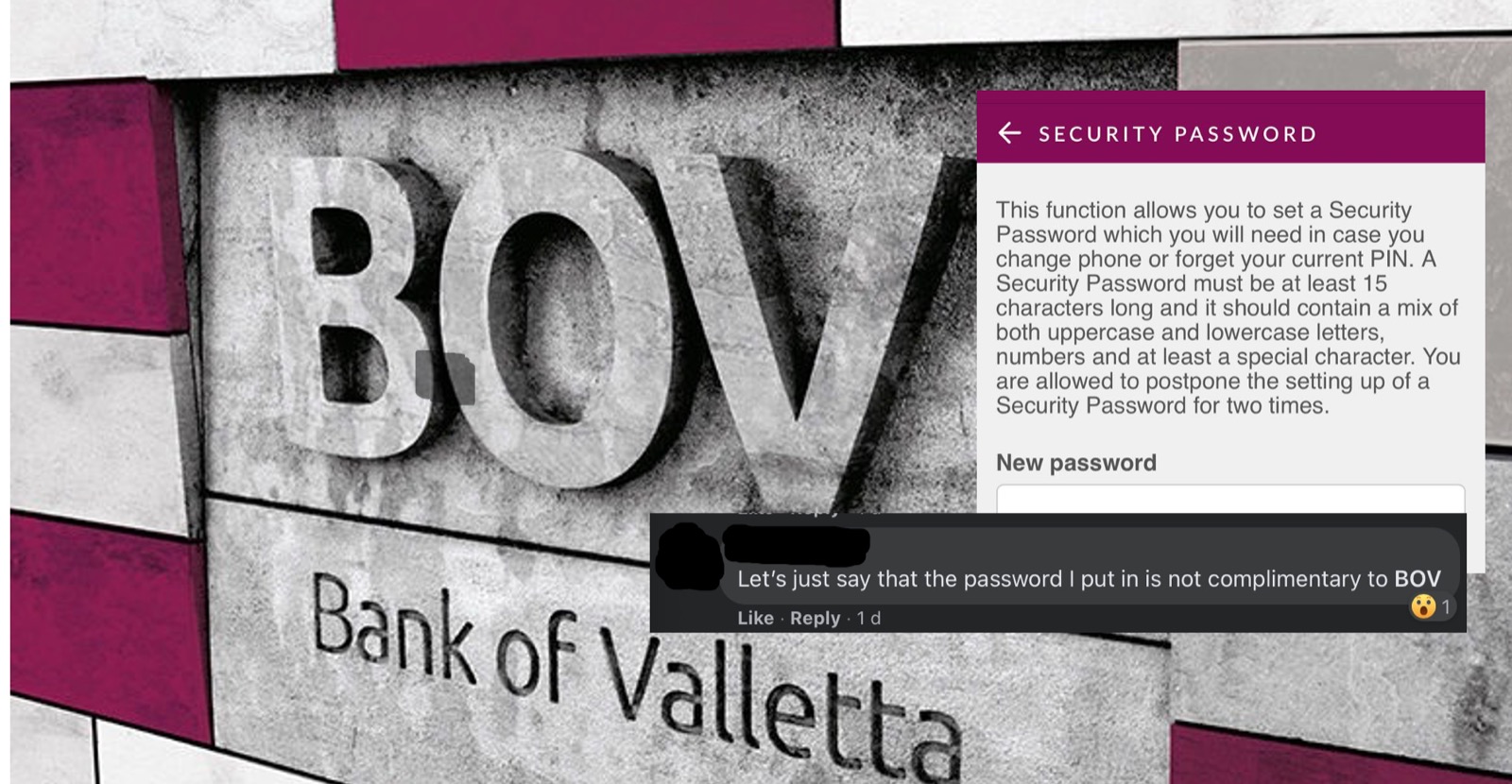 BOV clarifies 15-digit mobile banking security code