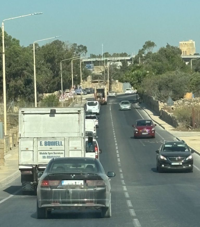 Trailer overturns causing rush hour traffic chaos in Marsa